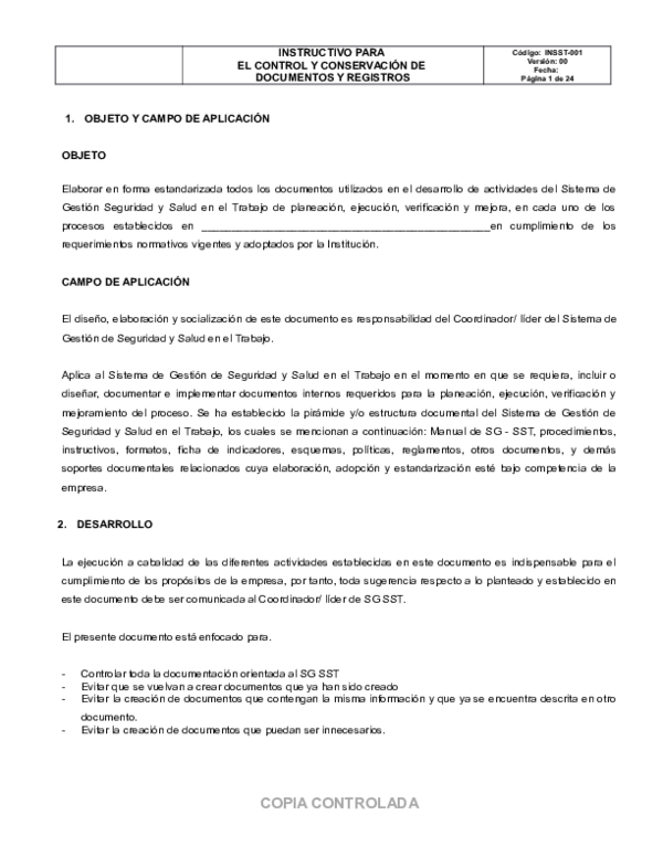 (DOC) INSST-001 Instructivo para control y elaboración de documentos