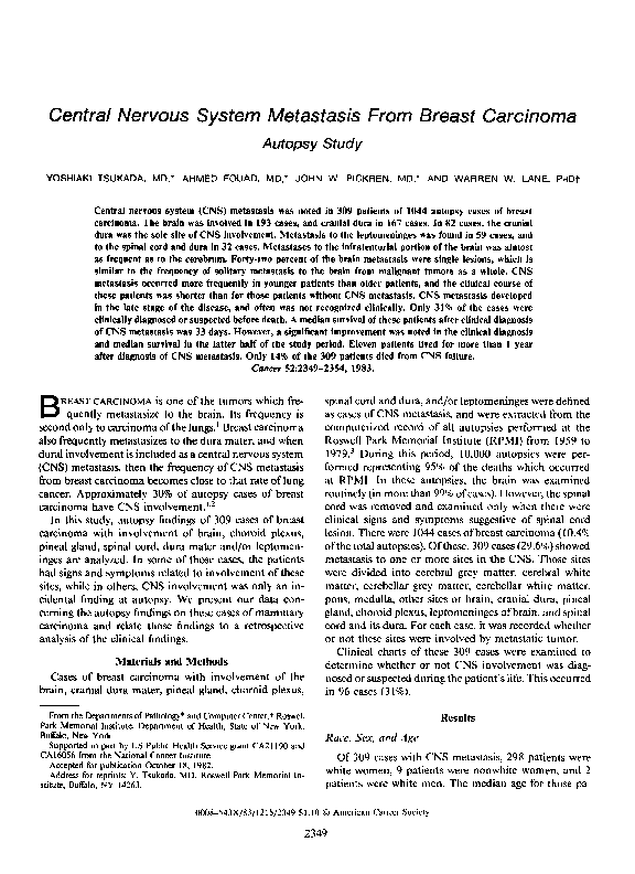 (PDF) CNS Metastasis in Breast Carcinoma: Autopsy Findings