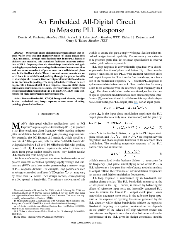 (PDF) An Embedded All-Digital Circuit to Measure PLL Response