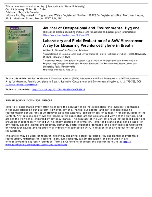 (PDF) Laboratory and Field Evaluation of a SAW Microsensor Array for ...