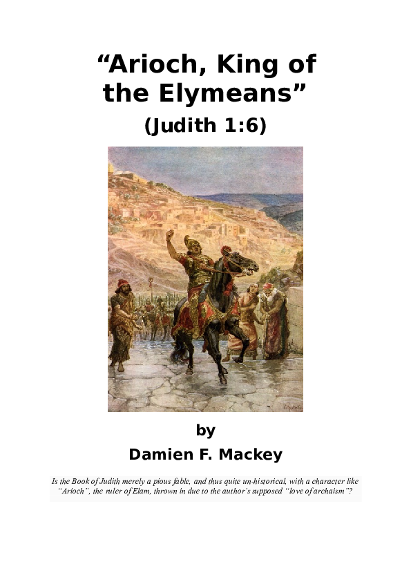 (DOC) "Arioch, King of the Elymeans" (Judith 1:6)