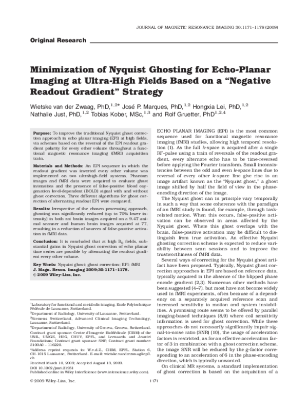 (PDF) Minimization of Nyquist ghosting for echo-planar imaging at ultra ...
