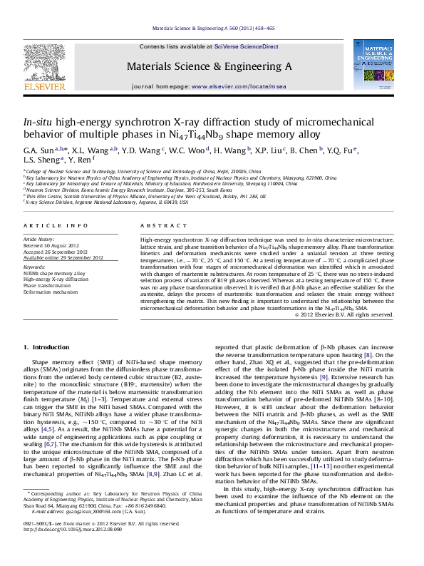 (PDF) In situ high-energy synchrotron x-ray diffraction investigation ...