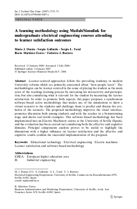 Pdf A Learning Methodology Using Matlab Simulink For Undergraduate Electrical Engineering