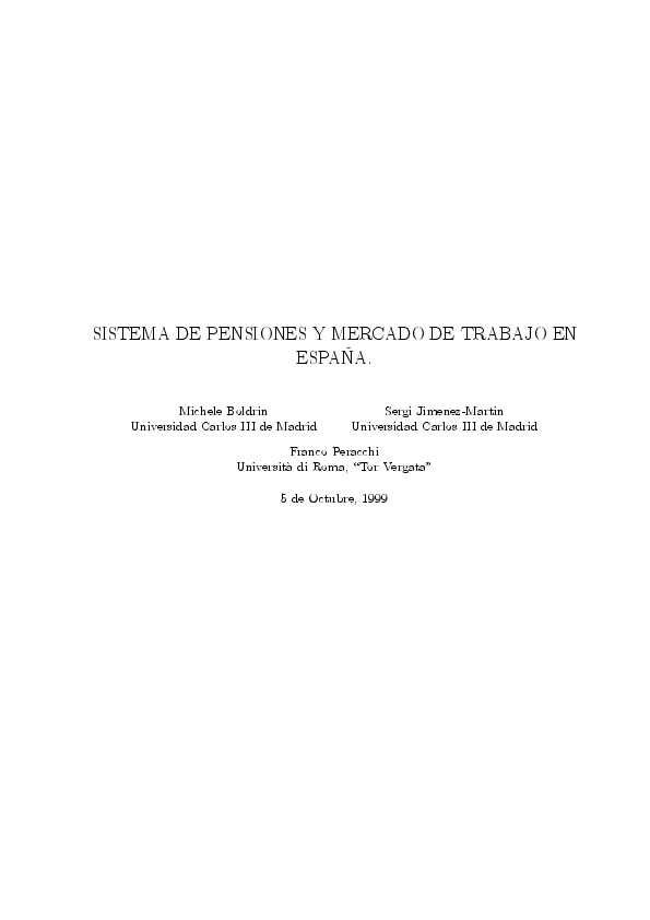 (PDF) SISTEMA DE PENSIONES Y MERCADO DE TRABAJO EN ESPA~ NA. | Franco ...