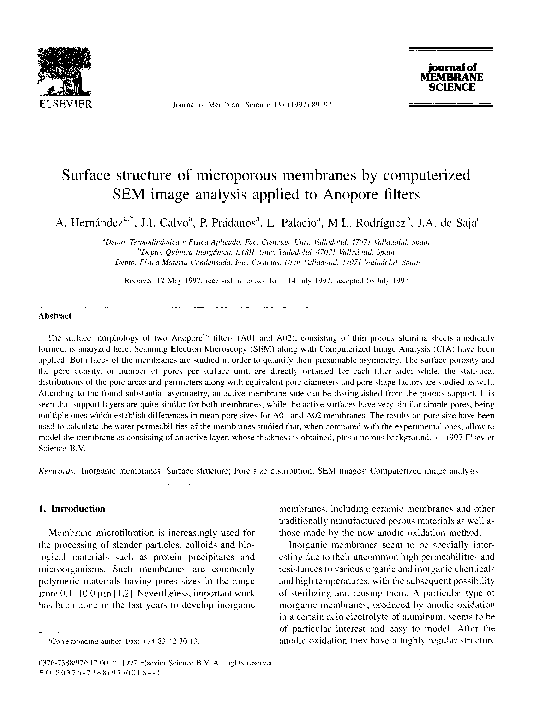 (PDF) Surface structure of microporous membranes by computerized SEM ...