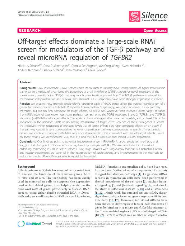 (PDF) Off-target effects dominate a large-scale RNAi screen for ...
