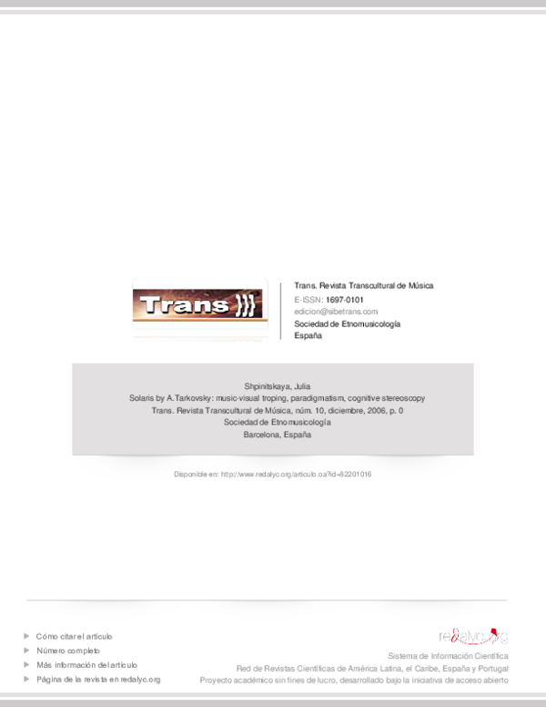 (PDF) Solaris by A.Tarkovsky: Music-Visual Troping, Paradigmatism ...