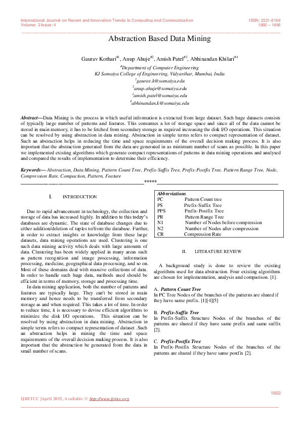 (PDF) Abstraction Based Data Mining