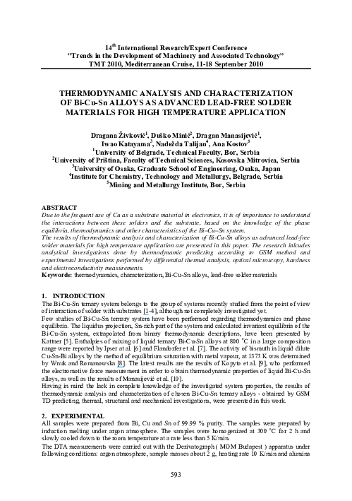 (PDF) Thermodynamic analysis and characterization of alloys in Bi-Cu-Sb ...