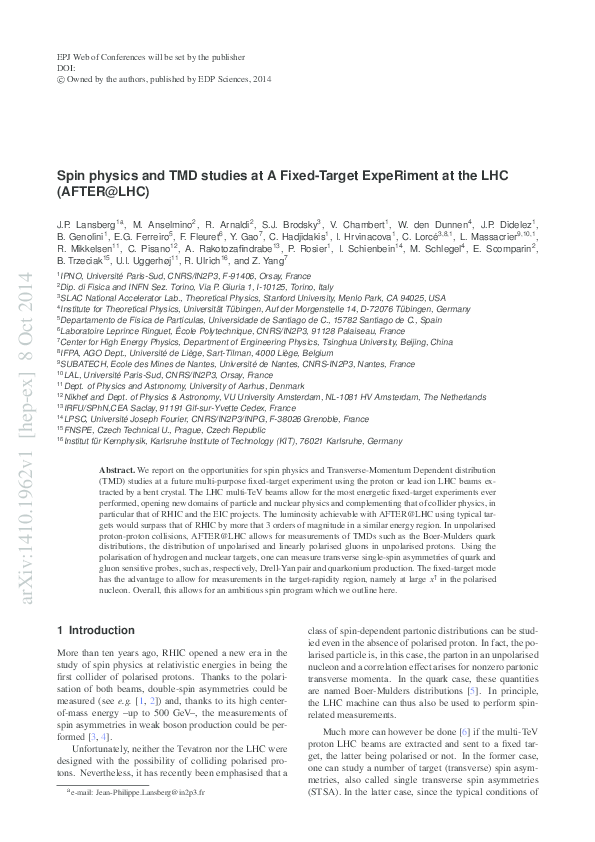 (PDF) Spin physics and TMD studies at A Fixed-Target ExpeRiment at the ...