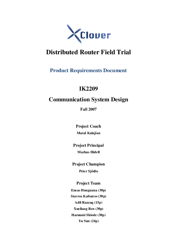 (PDF) Distributed Router Field Trial