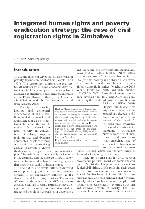 (PDF) Integrated human rights and poverty eradication strategy: the ...