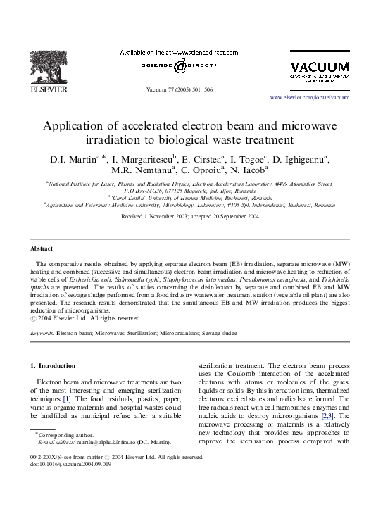 (PDF) Application of accelerated electron beam and microwave ...