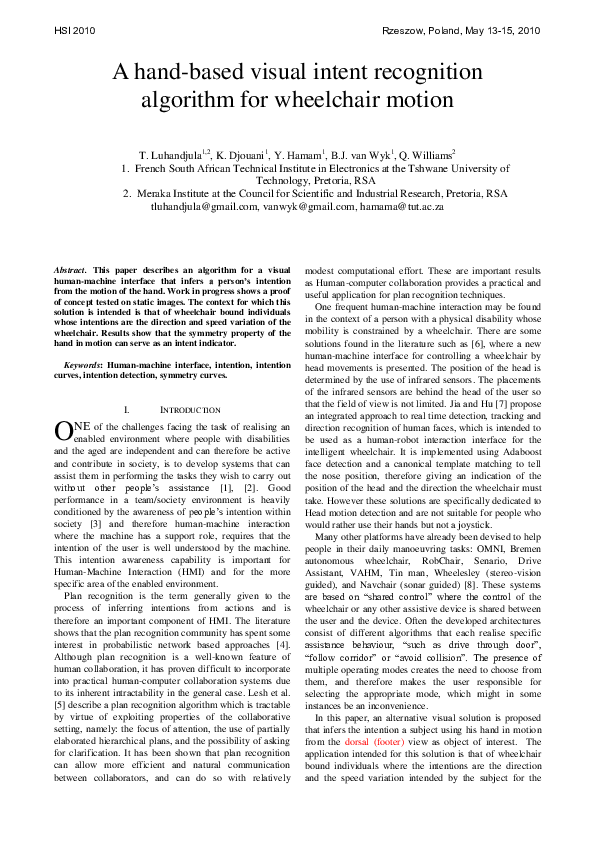 (PDF) A hand-based visual intent recognition algorithm for wheelchair ...