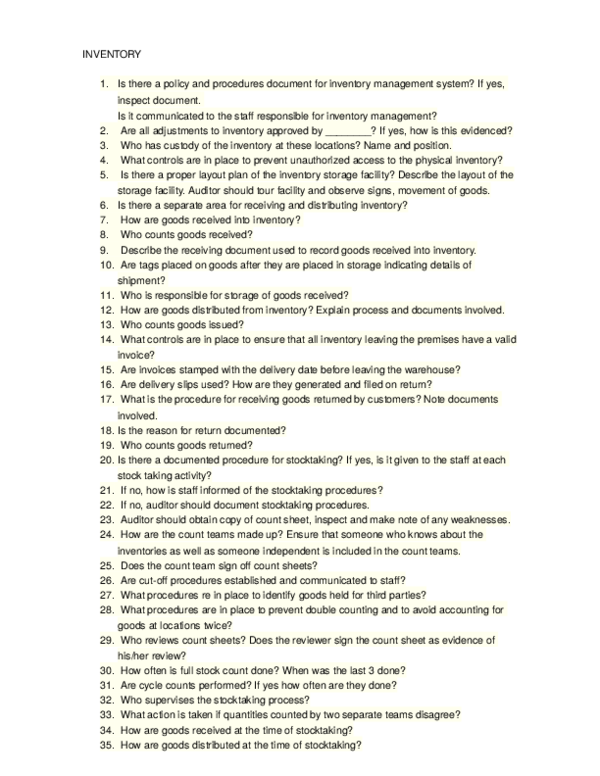 (DOC) Internal Audit Questionnaire