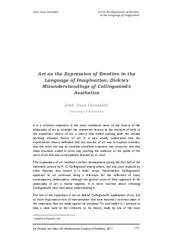 (PDF) Art as the Expression of Emotion in the Language of Imagination ...