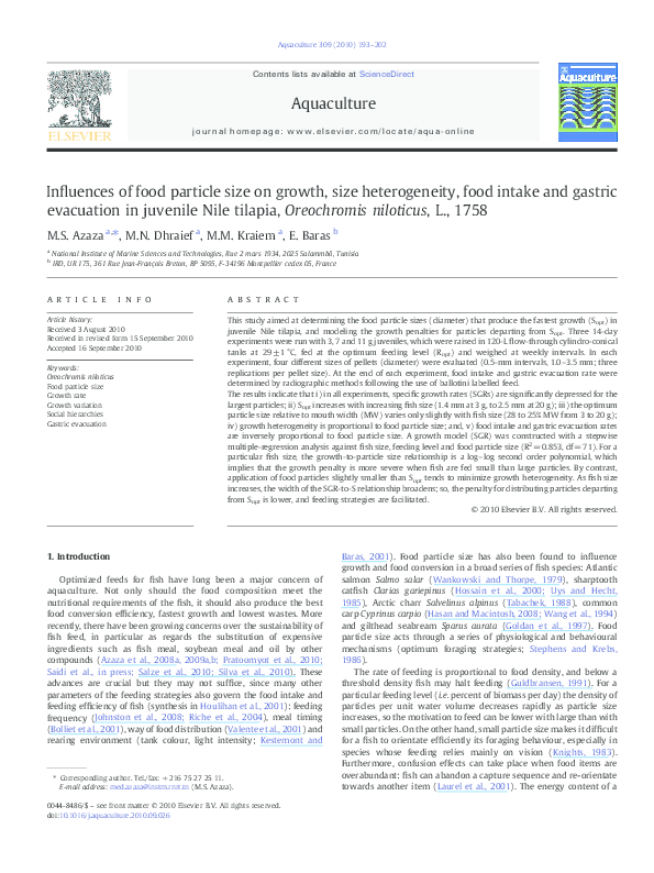 (PDF) Influences of food particle size on growth, size heterogeneity ...