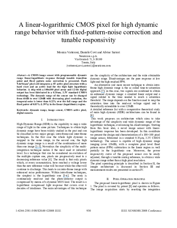 (PDF) A linear-logarithmic CMOS pixel for high dynamic range behavior ...