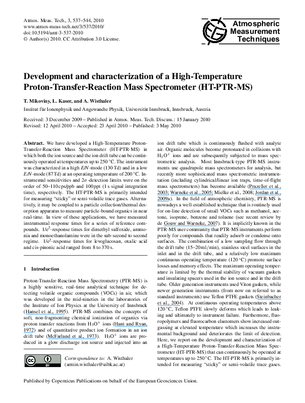 (PDF) Development and characterization of a High-Temperature Proton ...