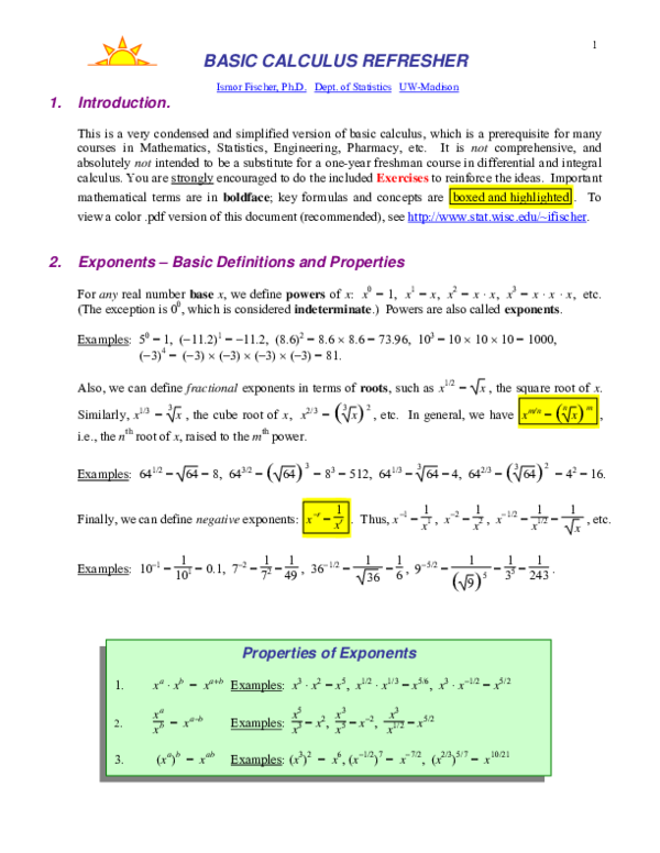 (PDF) BASIC CALCULUS REFRESHER