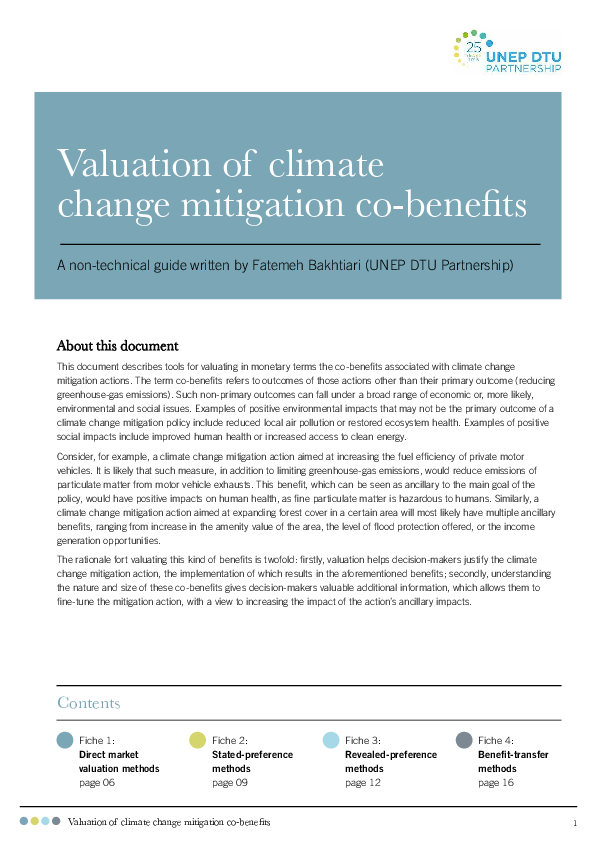 (PDF) Valuation of Climate Change Mitigation Co-Benefits