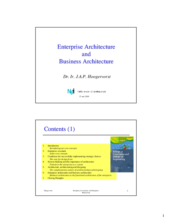 (PDF) Enterprise Architecture Enterprise Architecture and and Business ...