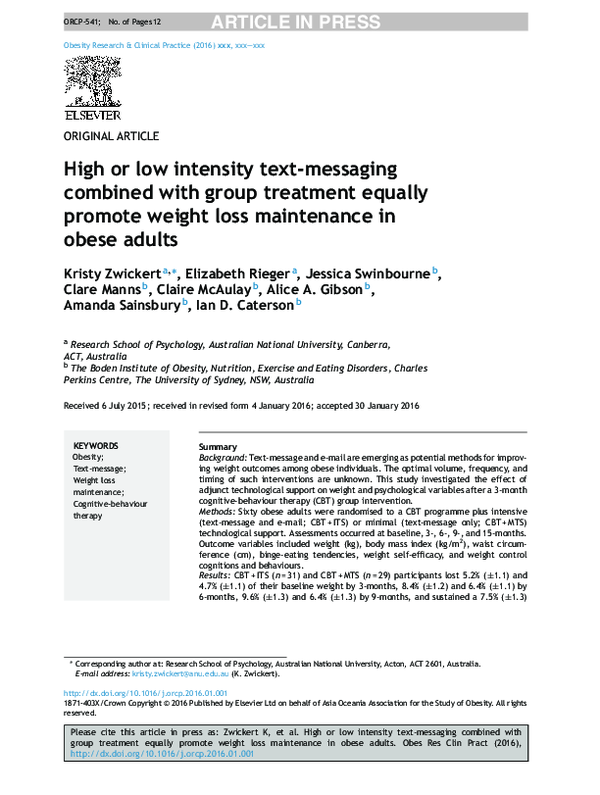 (PDF) High or low intensity text-messaging combined with group ...