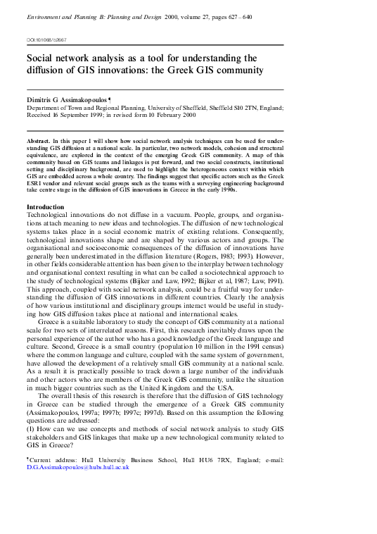 (PDF) Social network analysis as a tool for understanding the diffusion ...