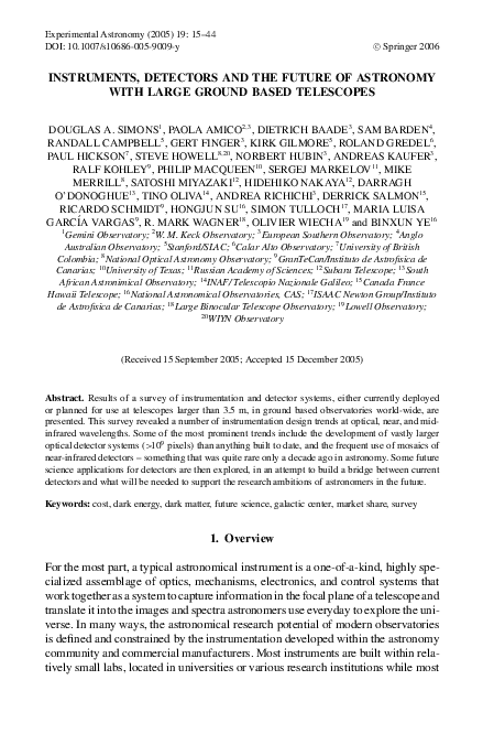 (PDF) Instruments, Detectors and the Future of Astronomy with Large ...