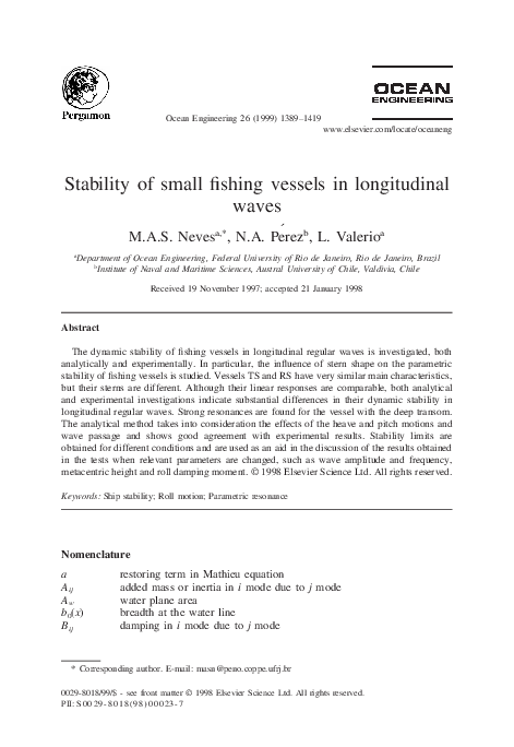 (PDF) Stability of small fishing vessels in longitudinal waves