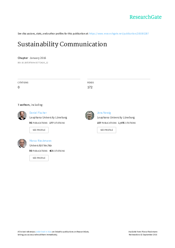 (PDF) Sustainability Communication
