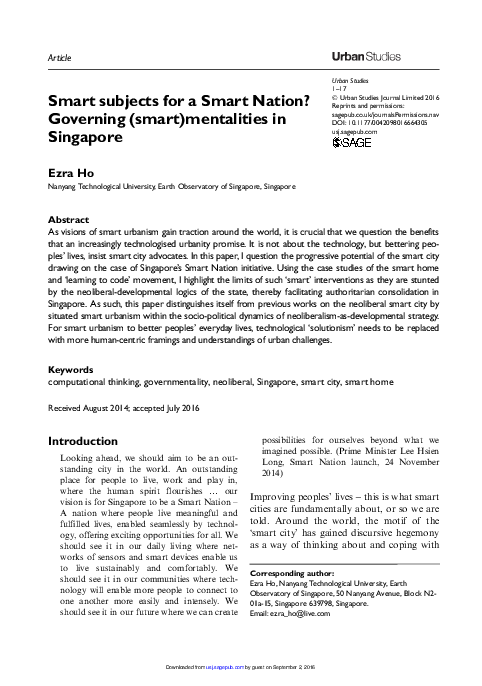 (PDF) Smart subjects for a Smart Nation? Governing (smart)mentalities ...