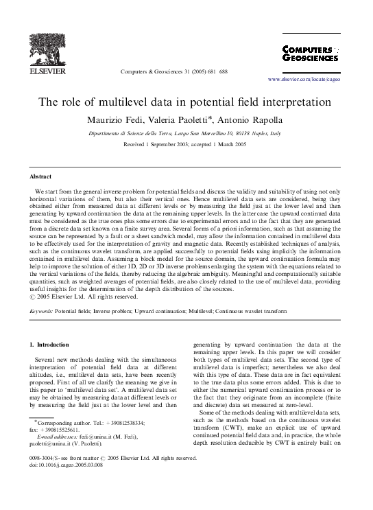 Pdf The Role Of Multilevel Data In Potential Field Interpretation