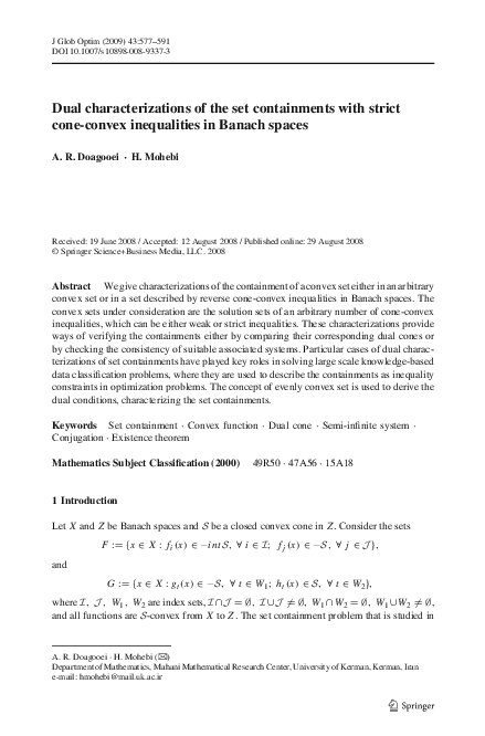 (PDF) Dual characterizations of the set containments with strict cone-convex inequalities in ...