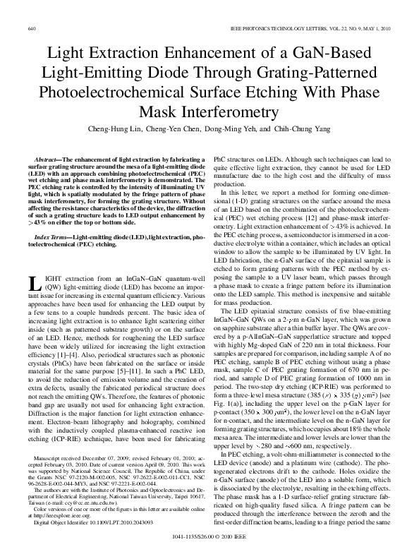 (PDF) Light Extraction Enhancement of GaN-Based Light-Emitting Diodes Using Crown-Shaped ...