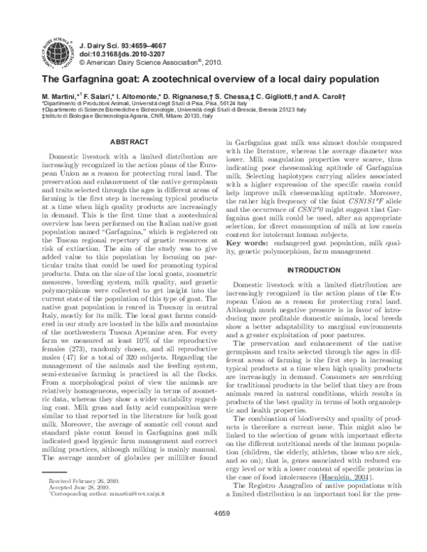 (PDF) The Garfagnina goat: A zootechnical overview of a local dairy ...