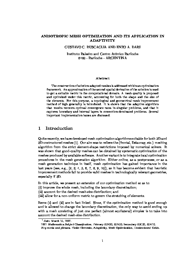 (PDF) Anisotropic mesh optimization and its application in adaptivity