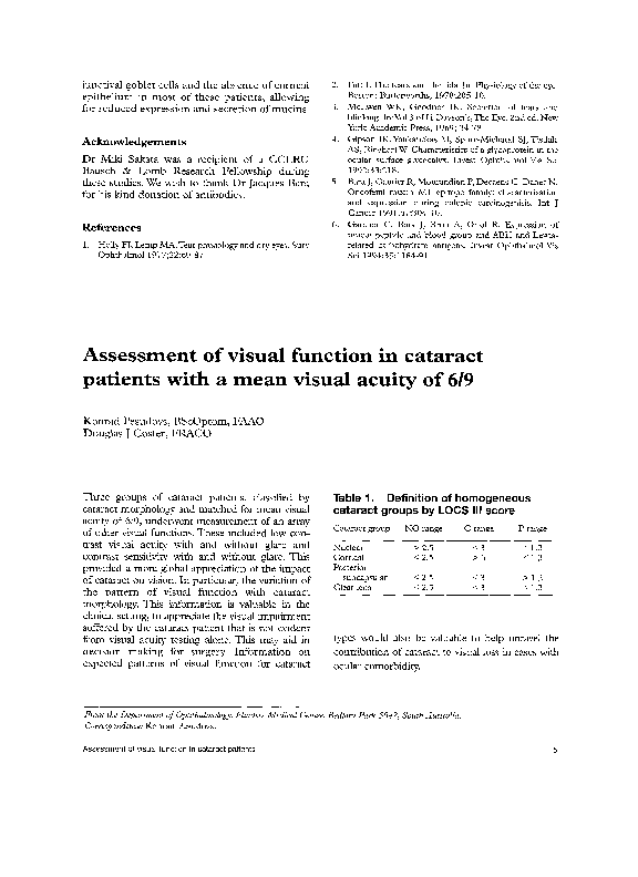 (PDF) Assessment of visual function in cataract patients with a mean ...