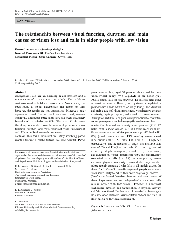 (PDF) The relationship between visual function, duration and main ...