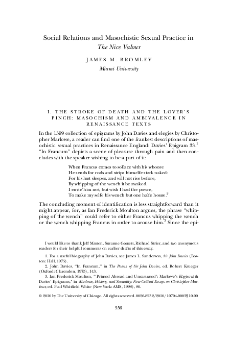 (PDF) “Social Relations and Masochistic Sexual Practice in The Nice Valour”