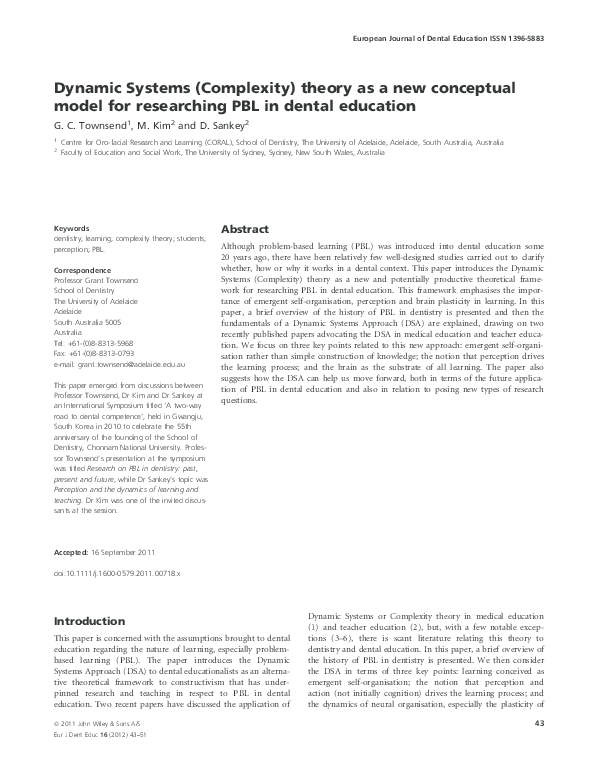 (PDF) Dynamic Systems (Complexity) theory as a new conceptual model for researching PBL in ...