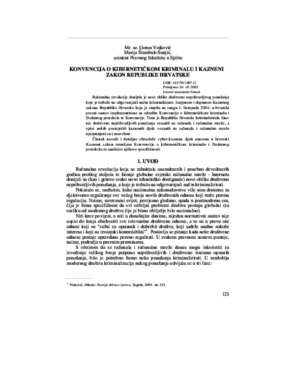(PDF) Konvencija o kibernetičkom kriminalu i kazneni zakon Republike ...