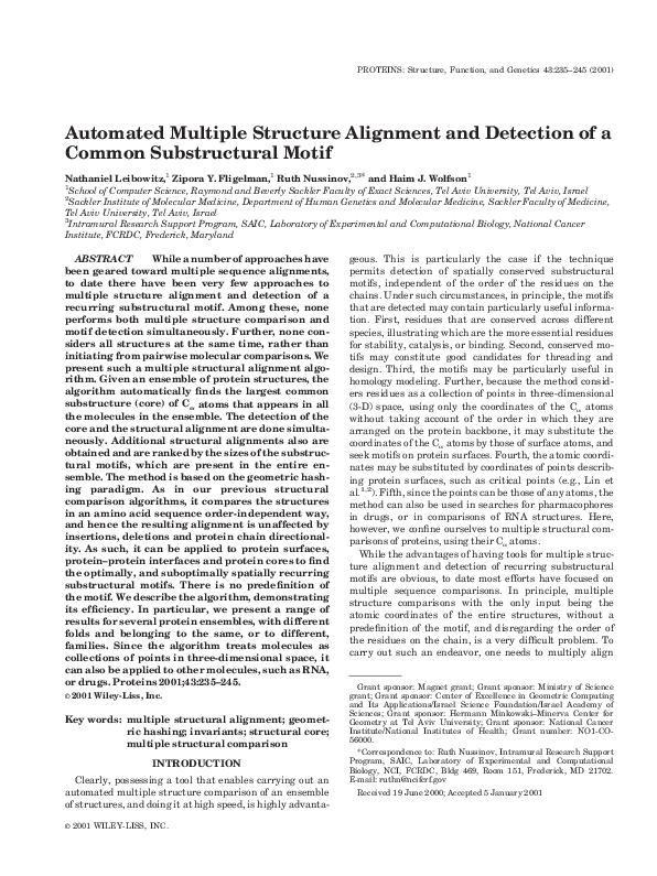 Pdf Automated Multiple Structure Alignment And Detection Of A Common Substructural Motif