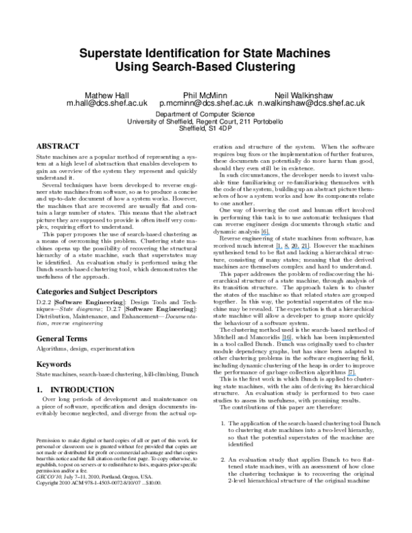(PDF) Superstate identification for state machines using search-based ...