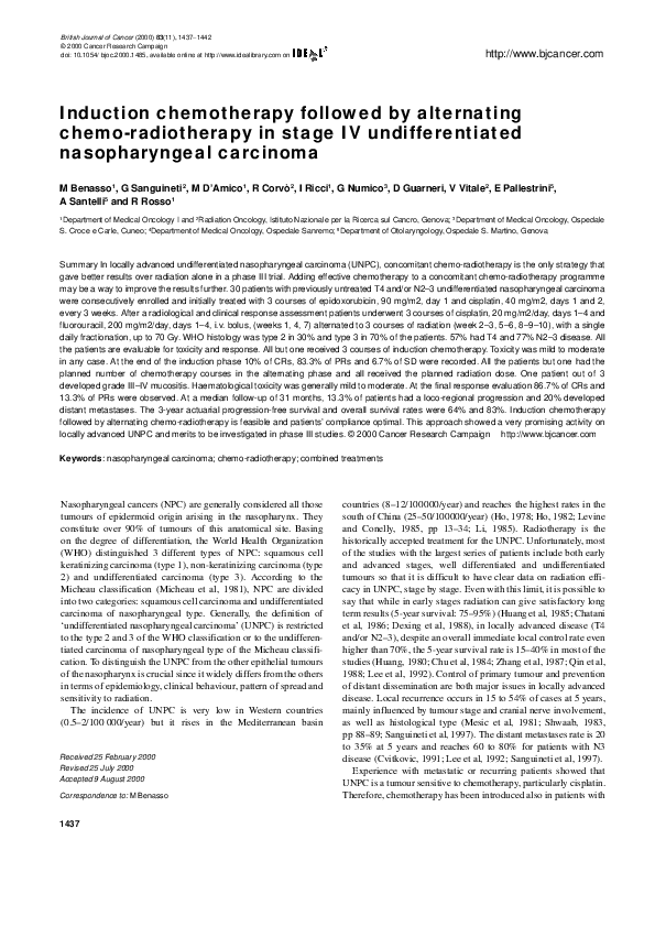 (PDF) Induction chemotherapy followed by alternating chemo-radiotherapy ...