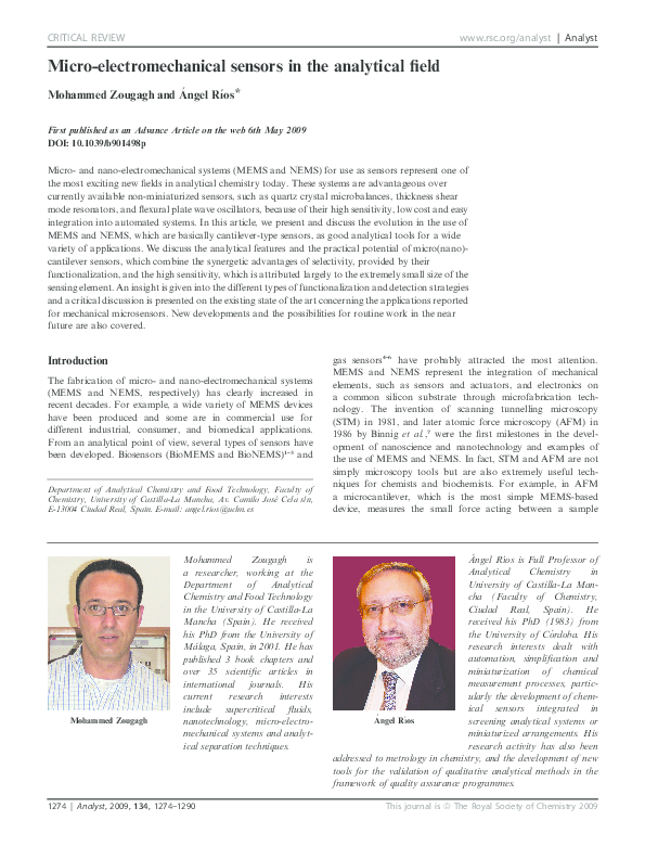 (PDF) Micro-electromechanical sensors in the analytical field | Angel Rios - Academia.edu