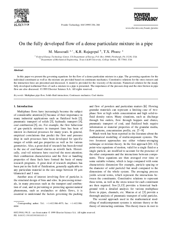 (PDF) On the fully developed flow of a dense particulate mixture in a pipe