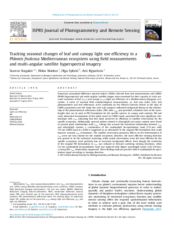 (PDF) Tracking seasonal changes of leaf and canopy light use efficiency in a Phlomis fruticosa ...