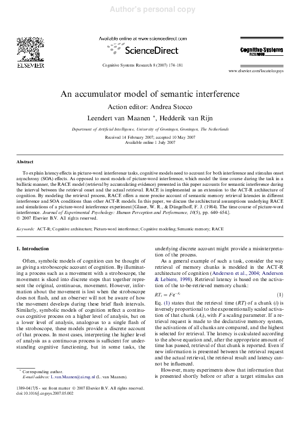 (PDF) An accumulator model of semantic interference